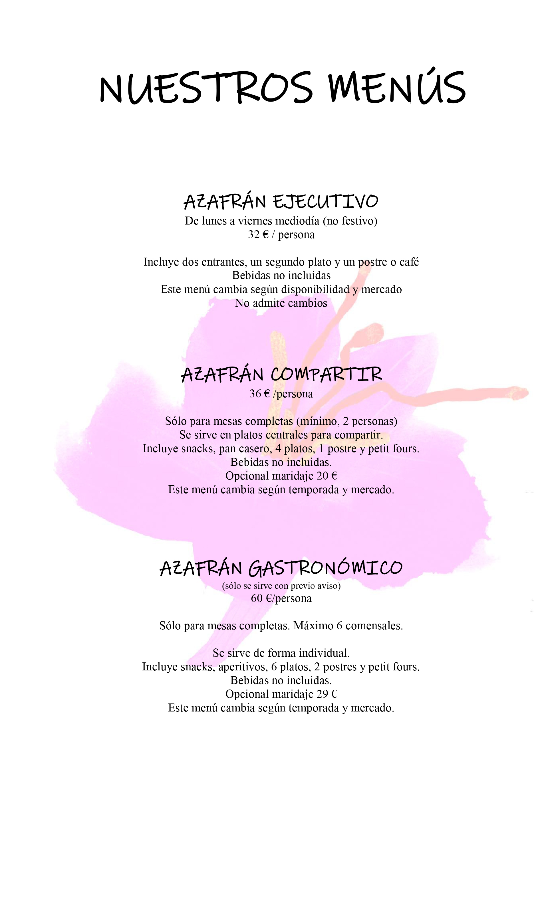 MENÚS | Azafrán Restaurante